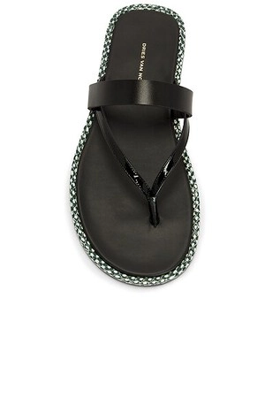 Dries Van Noten Leather Thong Sandals - Black