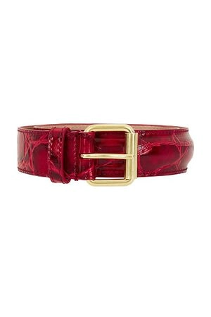 Dries Van Noten Printed Croc Effect Leather Belt - Red