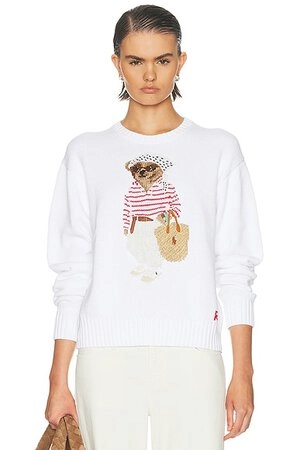 Polo Ralph Lauren Bear Long Sleeve Sweater - White Multi