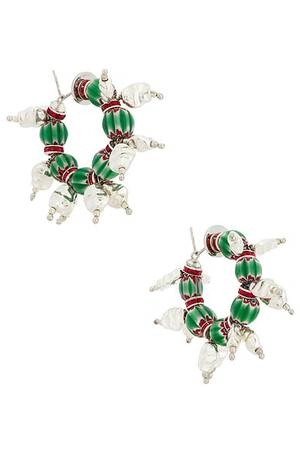 Dries Van Noten Hoop Earrings - Green