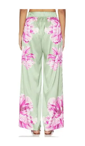 Misa Izzie Wide Leg Printed Satin Trousers