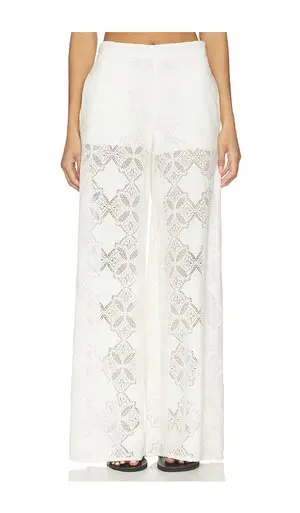 Misa Ravi Lace Wide-leg Trousers - Ivory