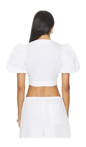 Susana Monaco Poplin Bubble Sleeve Tie Front Top