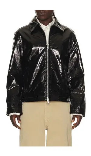 SUNFLOWER Short Leather Jacket - Black