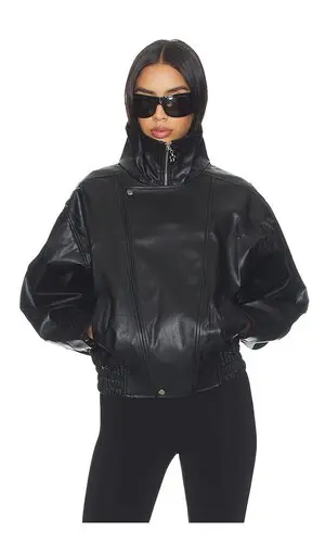 LISA SAYS GAH Frankle Faux Leather Jacket - Black