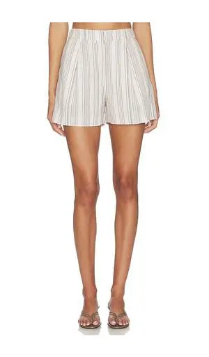 MALBON Keily Striped Linen Blend Shorts