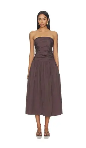 Madewell Strapless Midi Dress - Chocolate