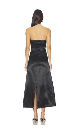 OPERASPORT Maya Strapless Embroidered Midi Dress