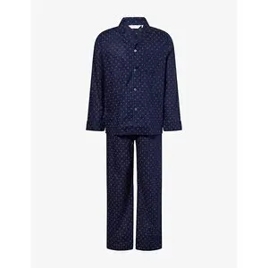 Derek Rose Nelson Classic-fit Cotton Pyjama Set - Navy
