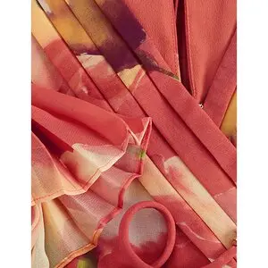 PHASE EIGHT Floral Print Pleated Maxi Dress - Orange