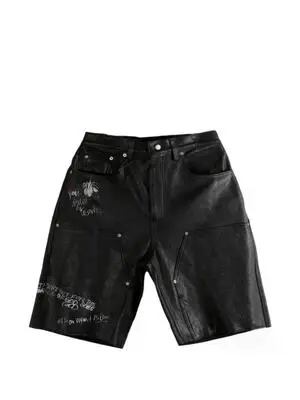 PALY Holy Mountain Graffiti-print Leather Shorts - Black