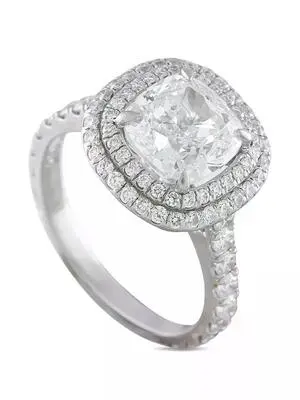 LB EXCLUSIVE Platinum Diamond Halo Ring - Silver