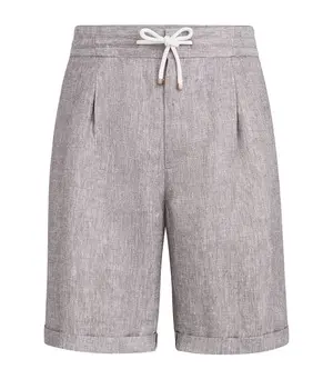Brunello Cucinelli Hemp-linen Bermuda Shorts - Brown