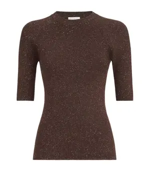 Brunello Cucinelli Cashmere Sparkling Ribbed Sweater - Brown
