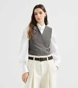 Brunello Cucinelli Asymmetrical Waistcoat In Tropical Luxury Wool