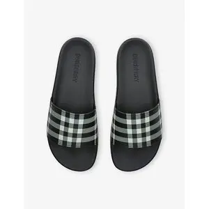 Burberry Checked Rubber Sliders - Black/comb