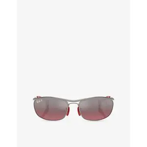 Ray-ban Scuderia Ferrari Oval-frame Metal Sunglasses - Grey