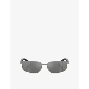 Prada Rectangular-frame Metal Sunglasses - Grey