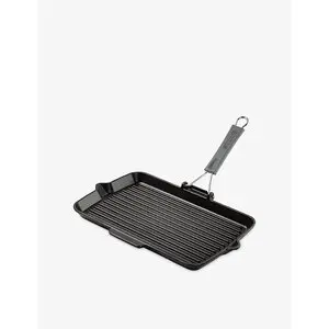 STAUB Rectangular Cast-iron Grill Pan With Pouring Spout 34cm - Black