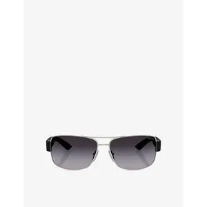 Prada Ps 50zs Rectangular-frame Metal Sunglasses - Silver