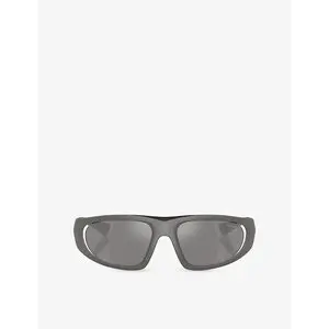 Prada Ps B03s Shield-frame Acetate Sunglasses - Grey