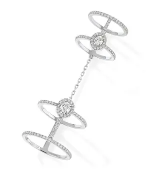 Messika White Gold And Diamond Double Pavé Ring - Silver
