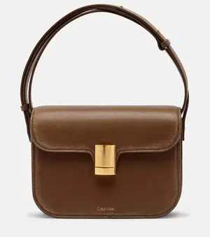 Calvin Klein Tilla Small Leather Shoulder Bag - Brown