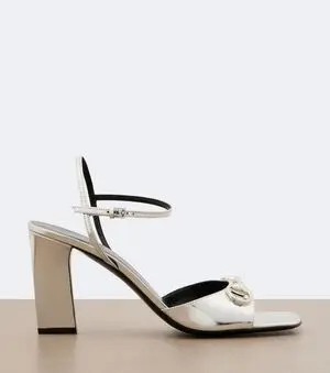 Gucci Signora Horsebit Metallic Leather Sandals