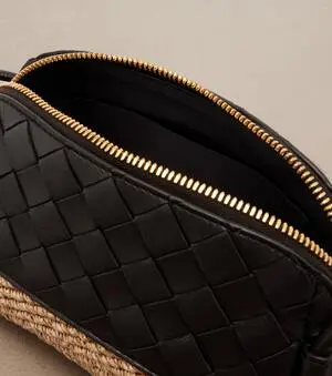 Bottega Veneta Concert Leather And Raffia Shoulder Bag