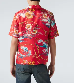 Gucci Floral Silk Twill Bowling Shirt - Red