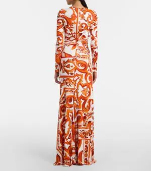 Dolce & Gabbana Majolica Print Organza Maxi Dress