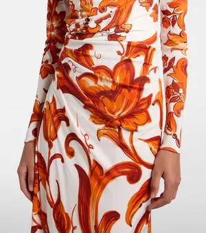 Dolce & Gabbana Majolica Print Organza Maxi Dress