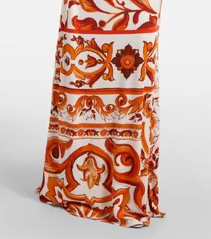 Dolce & Gabbana Majolica Print Organza Maxi Dress