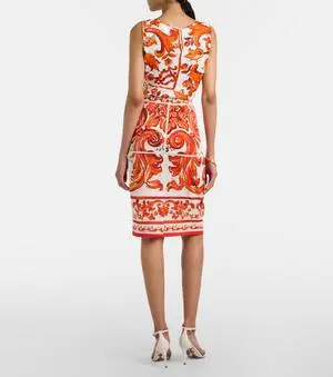 Dolce & Gabbana Majolica Print Silk-blend Pencil Skirt