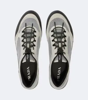 Prada Speedrock Leather-trimmed Sneakers - Grey