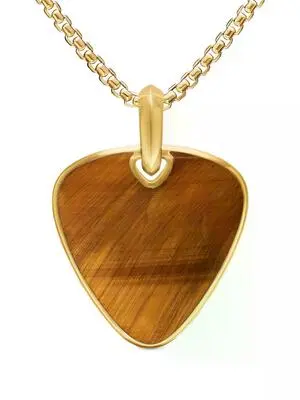David Yurman Streamline Pick Amulet In 18-carat Yellow And Tiger's Eye - Gold