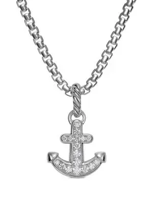 David Yurman Anchor Amulet In Sterling With Pave-set Diamonds - Silver