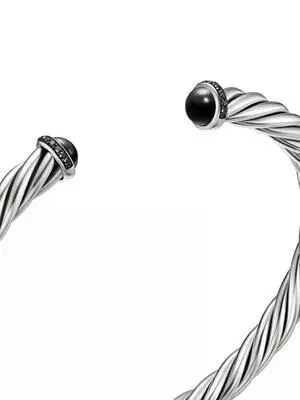 David Yurman Cable Cuff Bracelet With Black Onyx And Black Diamonds