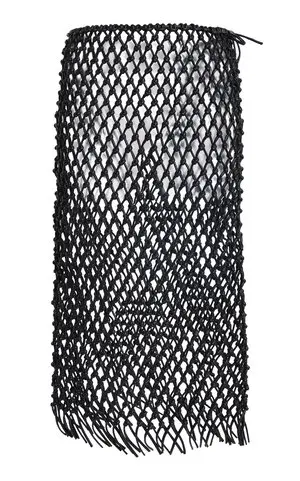 THE FRANKIE SHOP Nelaya Macrame Leather Skirt - Black