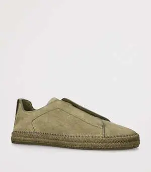 Zegna Suede Triple Stitch Espadrilles - Green