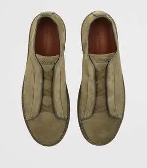 Zegna Suede Triple Stitch Espadrilles - Green