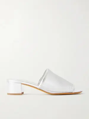 MARYAM NASSIR ZADEH Sophie Leather-trimmed Mesh Slides - Silver