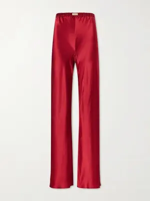 Comme Si Silk Charmeuse Wide-leg Trousers - Red