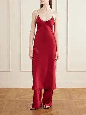 Comme Si Silk Charmeuse Wide-leg Trousers - Red