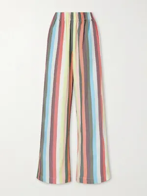 MARRAKSHI LIFE Striped Cotton Wide-leg Palazzo Trousers - Multi