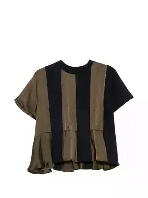 Sacai Short-sleeve T-shirt With Pleated Panels - Blue