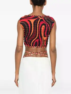 Emilio Pucci Marmo-print Wrap-around Top