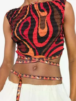 Emilio Pucci Marmo-print Wrap-around Top
