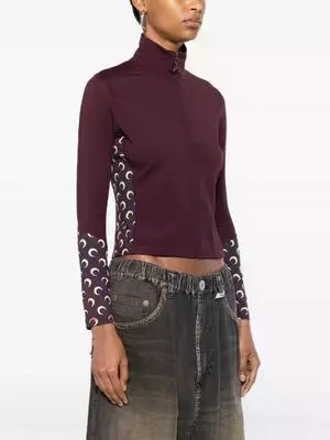 MARINE SERRE Moon Print Panelled High Neck Top