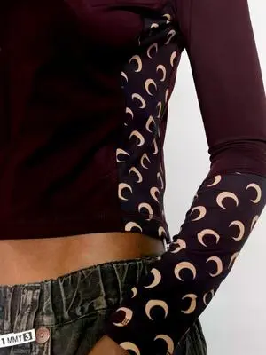 MARINE SERRE Moon Print Panelled High Neck Top
